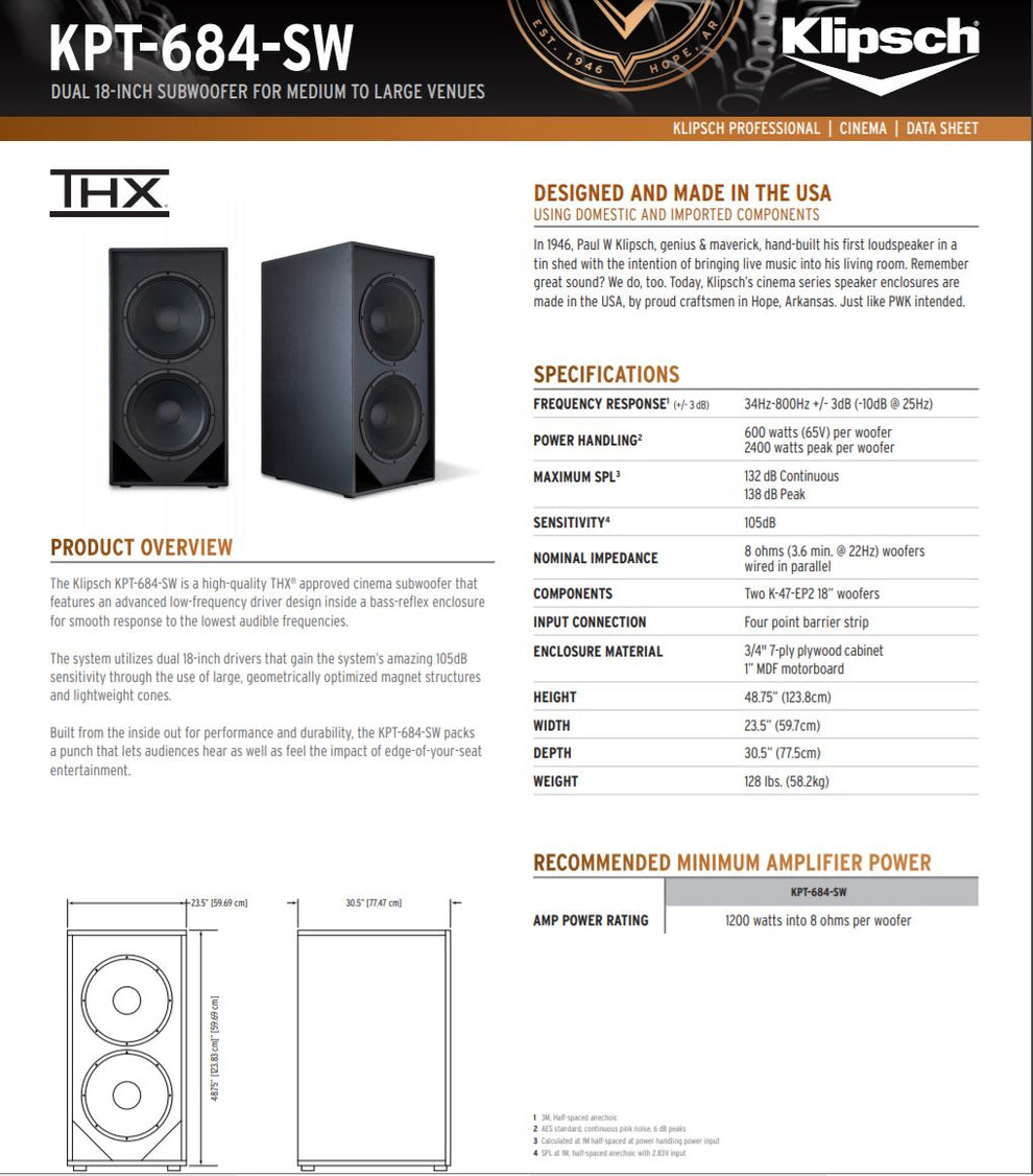 Klipsch KPT-684-SW – Top Shelf Audio